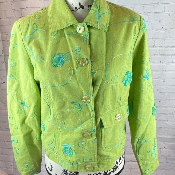City Girl | Jackets & Coats | City Girl Green Embroidered Spring Jacket ...